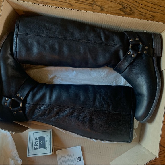 Frye | Shoes | Frye Phillip Harness Tall Black Leather Riding Boots ...